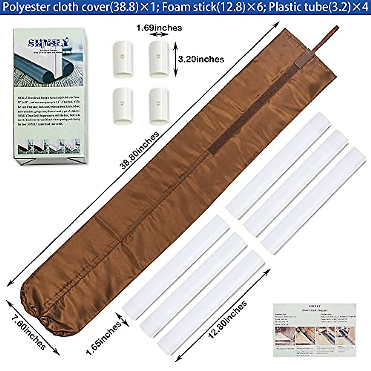 Door Draft Stopper, Draft Stopper for Bottom of Door SHMILY Adjustable Size from 32" to 38", Cover Gap Up to 1.5". Dust-Proof, Draft-Proof, Water-Proof, Winter-Proof, Block Light, Block Noise(Brown)