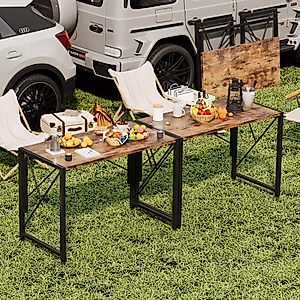 Homeiju Folding Desk, Small Foldable Desk 31.5" for Small Spaces, Portable Desk for Bedroom, Home Office, Small Folding Table for Camping, Traveling, Space Saving, Easy Assembly, Rustic Brown