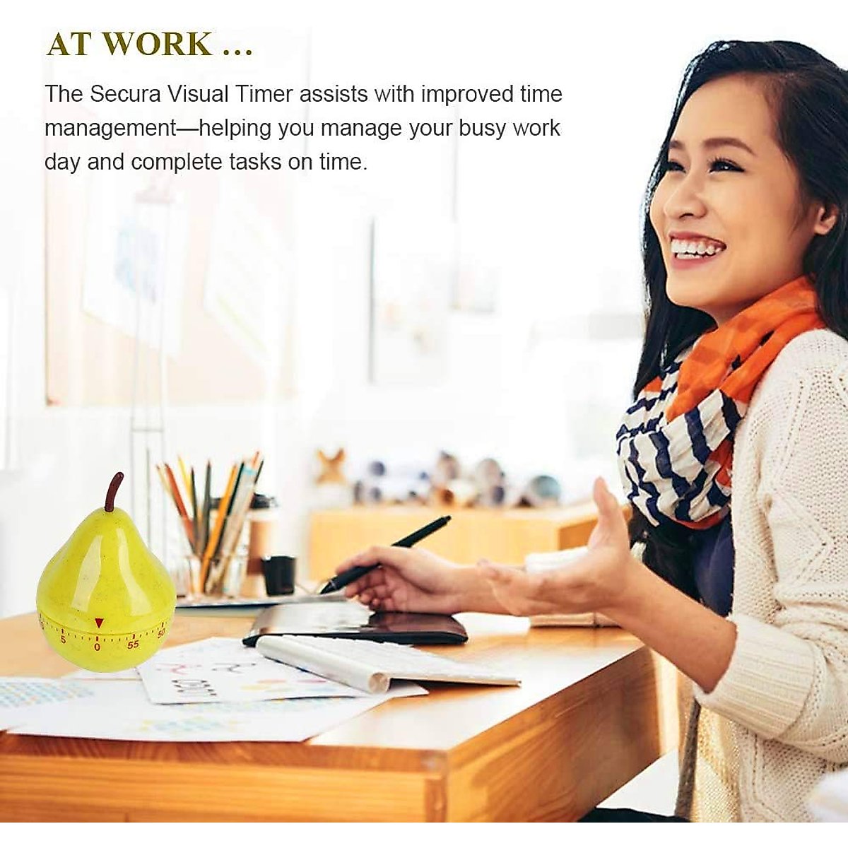 Cartoon Timer, Pear Shaped Kitchen Timer, Mini Cute 60mins Mechanical Manual Kitchen Timer Cooking Timer, Countdown Timer