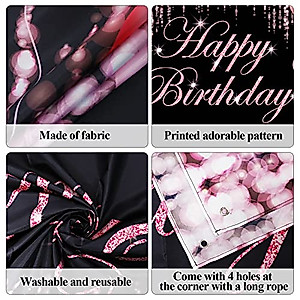 Pink Happy Birthday Decoration Pink Birthday Banner Backdrop Large Happy Birthday Yard Sign Background It's My Birthday Backdrop Baby Shower Party Indoor Outdoor Decorations Supplies for Women Girls