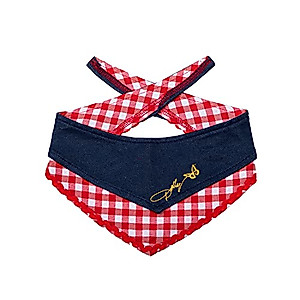 Doggy Parton Blue Printed Denim & Gingham Print Bandana for Pets, X-Small/Small (22120719)