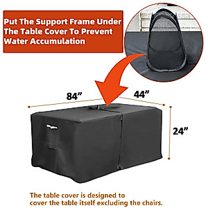 Rectangle Patio Table Cover with Umbrella Hole - 84"L x 44"W x 23"H (COVER SIZE，NOT TABLE SIZE) Heavy Duty Waterproof 600D Oxford Fabric Outdoor Lawn Patio Furniture Covers