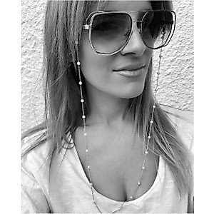 Sither Pearl Sunglasses Chian Reading Glasses Chain Strap Necklace for Women