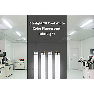 DYSMIO Lighting F15T8-CW 15-Watt 18-inch 4100K 825 Lumen Medium Bi-Pin Base T8 Fluorescent Straight Tube Bulb with Cool White Light- 4 Pack