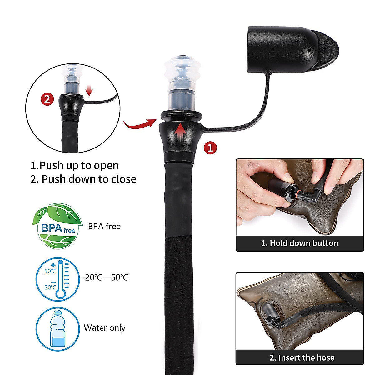 B BBAIYULE Hydration Backpack with 2L Water Bladder, Hydration Packs for Cycling Biking Running Hiking Climbing Skiing , Lightweight Water Backpack with Hydration Bladder for Men and Women (Black)