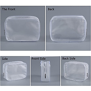 5 Pack Clear Plastic Zippered Toiletry Carry Pouch TSA Approved Toiletry Bag Portable Cosmetic Makeup Bag for Vacation, Bathroom and Organizing (White 3Pcs, Small)