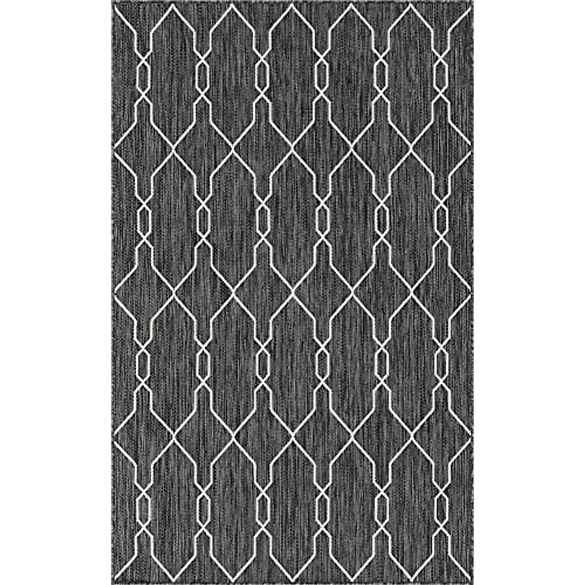 Unique Loom Outdoor Trellis Collection Area Rug - Links Trellis (5' 3" x 8' Rectangle, Charcoal/ Gray)