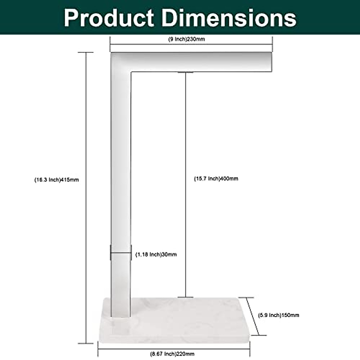 BathAce Hand Towel Holder, Hand Towel Stand for Bathroom with Marble Base, 304 Stainless Steel Stand L Shape Hand Towel Rack Free-Standing Towel Bar for Bathroom Kitchen Countertop, Chrome