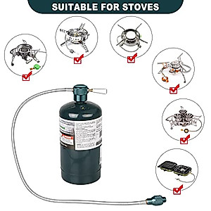 Jeebel Camp 24inch Propane to Butane Adapter Extension Hose 1L Propane Small Tank Input EN417 Lindal Valve Output with Adjustable On/Off Switch