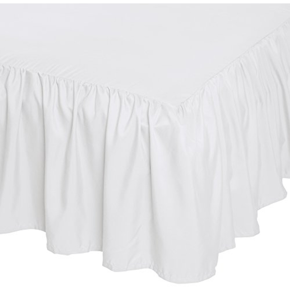 Amazon Basics Lightweight Ruffled Bed Skirt, Classic Style, Soft and Stylish 100% Microfiber With 16" Drop, Queen, Bright White, Solid