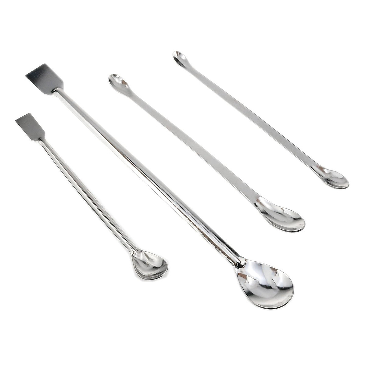 Meuey Lyot 1Set Stainless Steel Micro Sampling Spoons Spatula Combination Reagent Spoons Laboratory Supplies (Pack of 4)