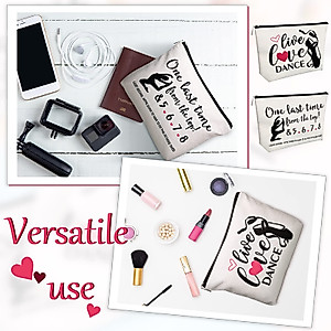 4 Pieces Live Love Dance Makeup Bag Dancer Cosmetic Bags Dancer Survival Kit Dancer Gifts Toiletry Zipper Pouch Portable Travel Case for Women Girl Dance Lover Teacher Dance Team