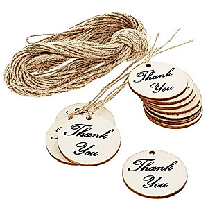 Juvale 100-Pack Thank You for Celebrating with Us - Wood Tags with Twine for Wedding and Baby Shower Party Favors, 1.5 Inches