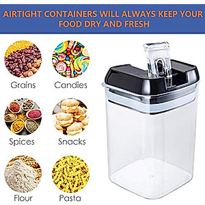 Airtight Food Storage Containers Set , Kitchen & Pantry Organization - BPA Free Plastic Dry Food Storage Containers With Easy Lock Lids - Stackable Sugar, Flour & Cereal Canisters With Labels & Marker