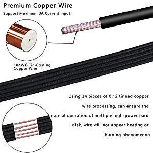 XMSJSIY SATA Power Y Splitter Cable Adapter Connector 15 Pin SATA Male to Dual Female Hard Drive HDD SSD Extension Power Cable-22cm/8.6inch