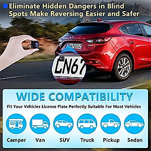 Bileeko Backup/Front View Camera, AHD Reversing Camera 170° Wide Angle Night Vision IP69 Waterproof Car Backup Camera Universal Metal Rear View Camera for Car Truck RV Pickup SUV - 12/24V