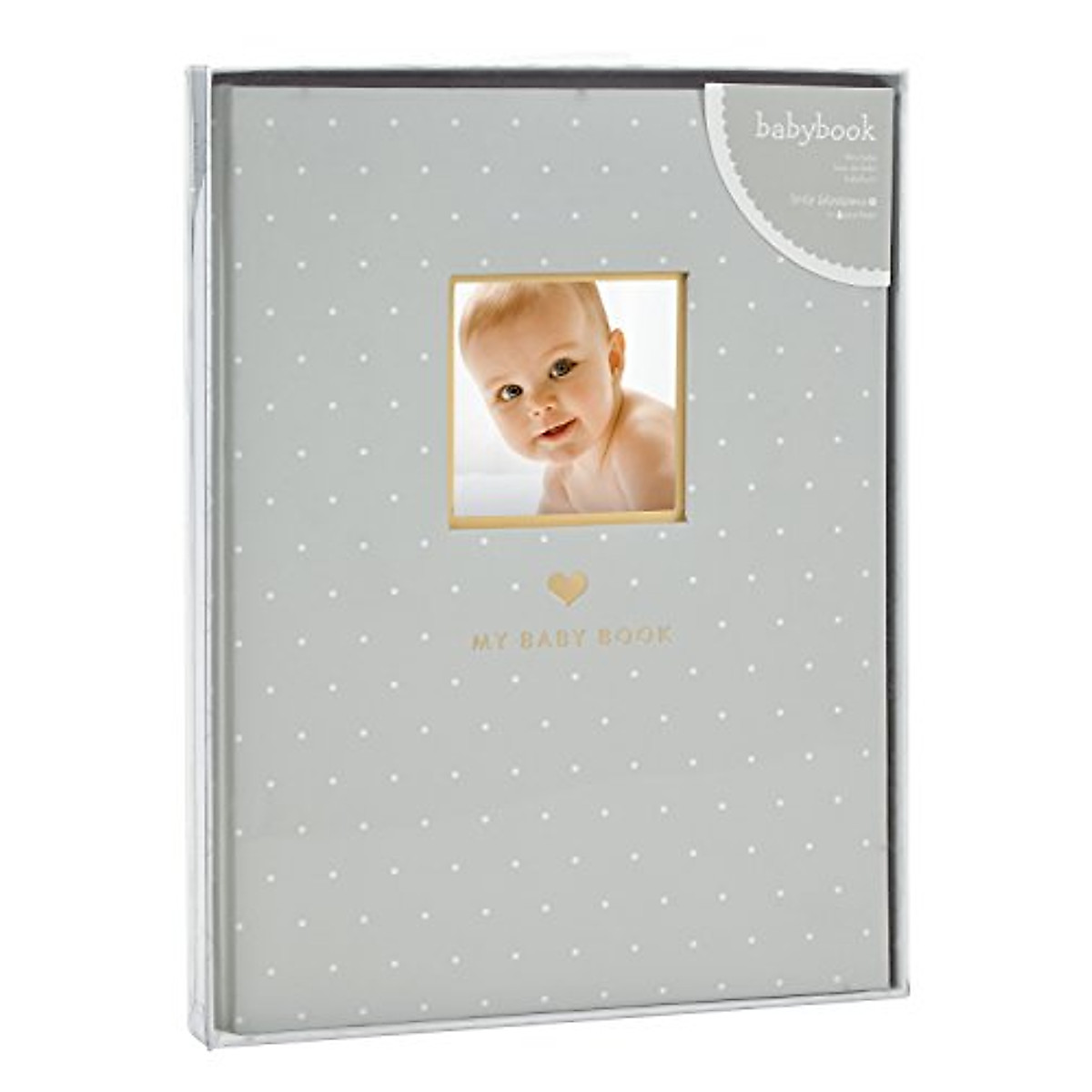 Little Blossoms Baby Keepsake Book, Baby Photo Album, Baby Memory Book, Gender-Neutral Gray Polka Dot