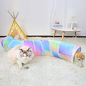 pickyNproud Cat Tunnel, S-Shape Cat Tunnels for Indoor Cats Foldable Cat Toys Cute Cat Tube with Mouse Toy Pet Cat Stuff