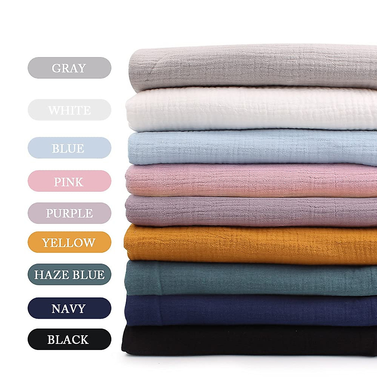 Wrinkle Gauze Cotton Material Quilting Sewing Craft Fabric Table Runners Decor Cloth for Party, Wedding Cheesecloth Kitchen Cooking (1 Yard, White)