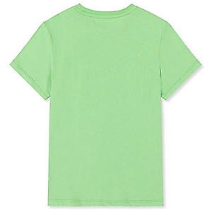 ALWAYSONE Kid's Short Sleeve T-Shirt Girls' Cotton Jersey Tee Crewneck Boys' T-Shirts Solid and Striped Tee Shirt 3-12 Years (Light Green-m)