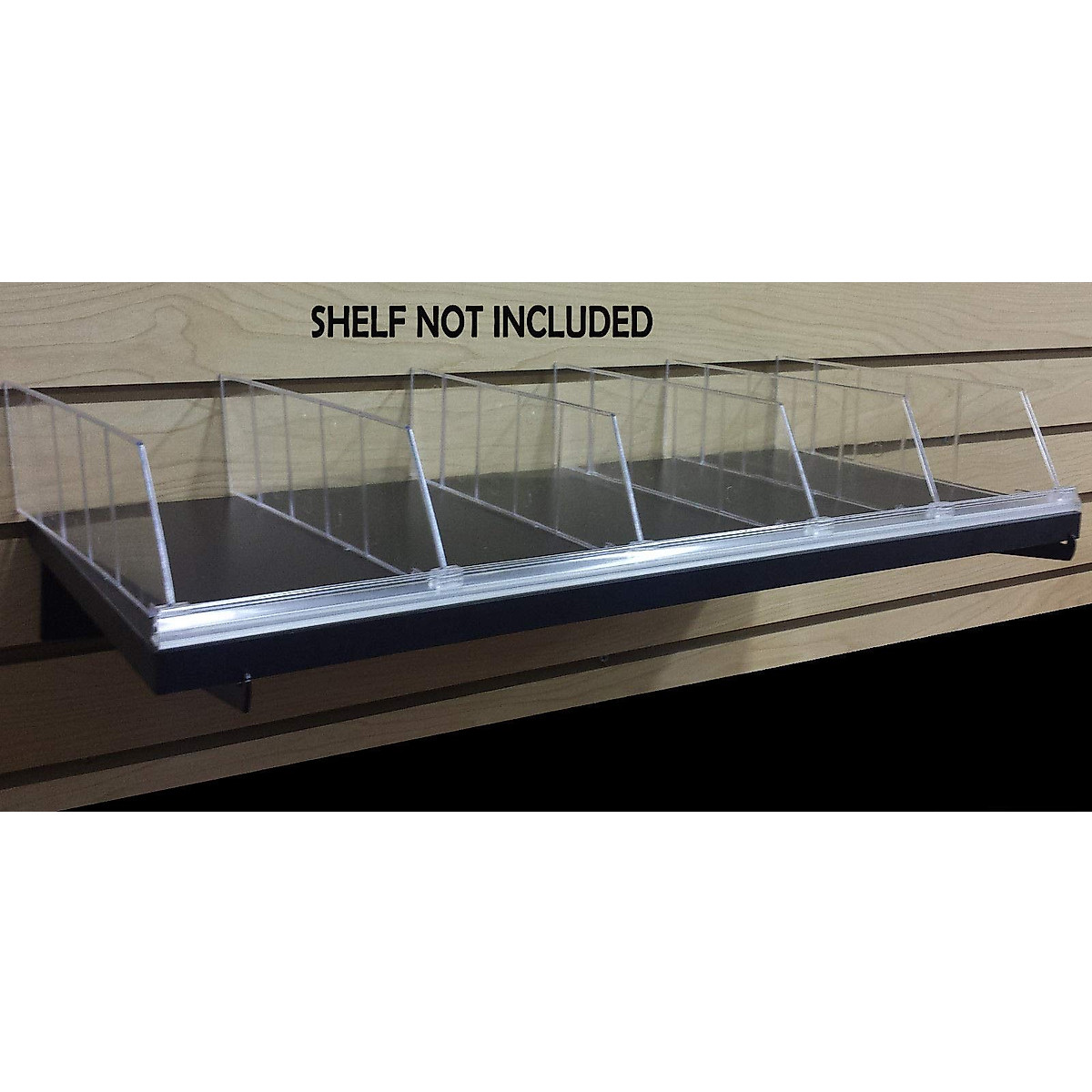 Universal Shelf Lip & Adjustable Depth Divider Kit, [1] 48" L Adhesive Front Lips w/ [10] 3" H Divider