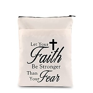 Zuo Bao Christian Gift Religious Book Pouch Let Your Faith Be Stronger Than Your Fear Book Sleeve Bible Verse Gift(Let Your Faith Be Stronger Than You Fear)