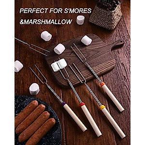 Marshmallow Roasting Sticks for Campfires, Campfire Roasting Sticks Long for Kids, Smores Sticks for Fire Pit Extendable 32inch|Set of 5