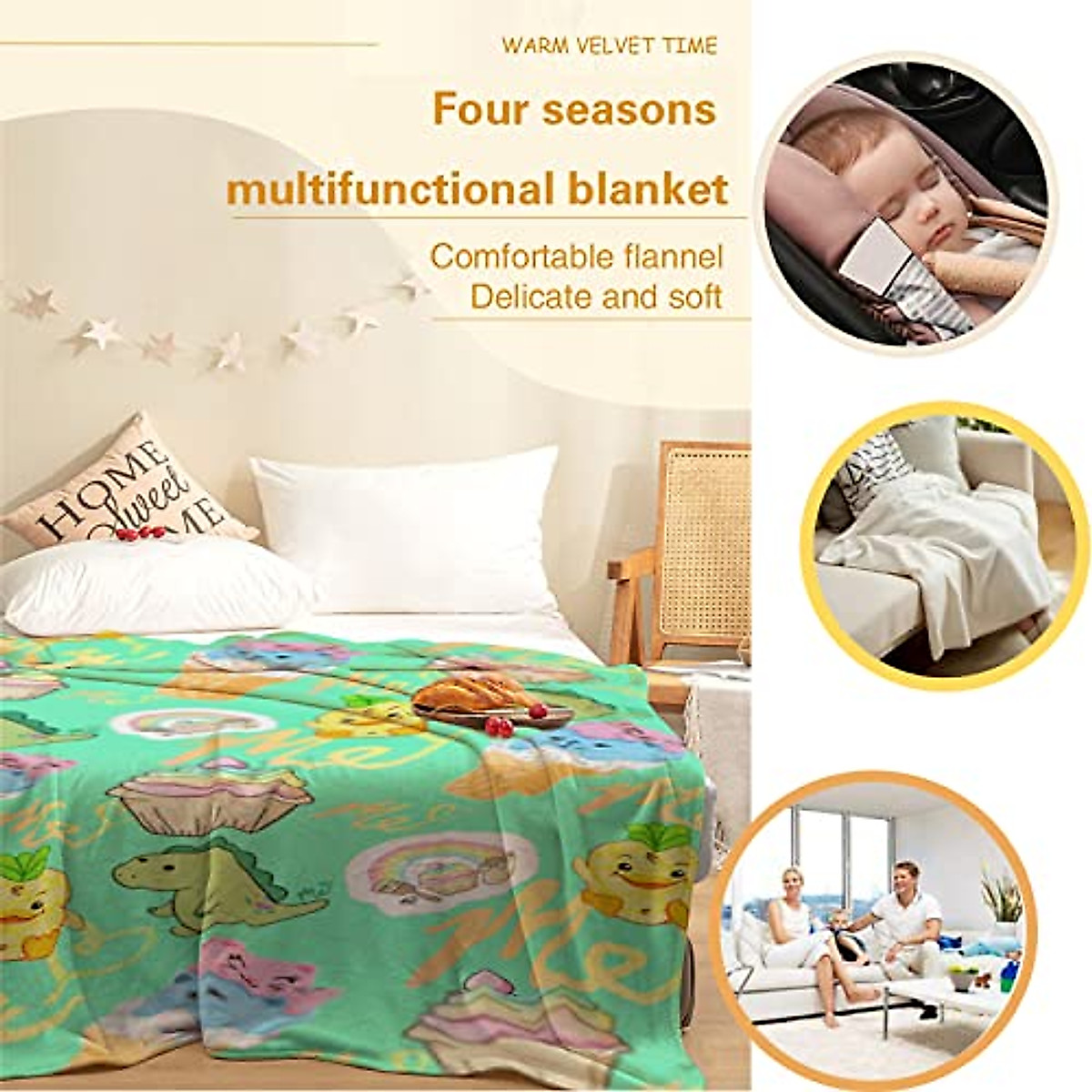 Cartoon Blankets Winter Warm Soft Blanket Throw for Bedroom Sofa Chair Lightweight Home Decor Travel Blanket 50*60inch（153CM*127CM）