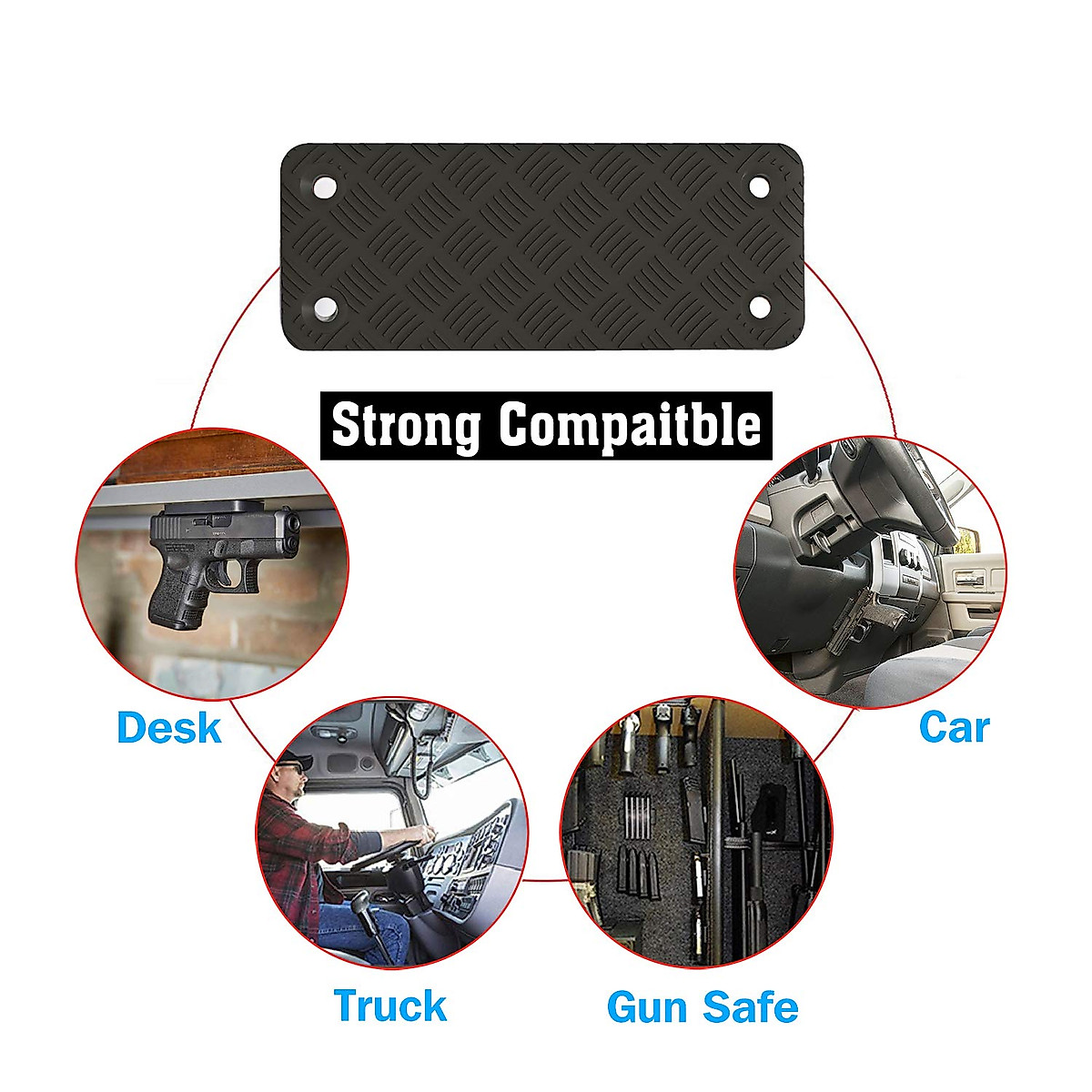 2-Pack Gun Magnet Mount, 55 lb Rating,Magnetic Gun Holster| Rubber Coated Gun Holder for Handgun, Shotgun, Rifles, Revolvers| Beside Holster, Using in Cars, Trucks, Wall, Desk (2-Pack Black)