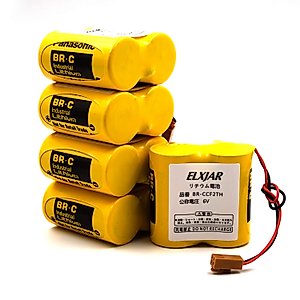 (2-Pack) BR-CCF2TH 6V Lithium Replacement Battery for Fanuc oi Mate Model-D, Panasonic Controls, PLC Computer Ge Fanuc A06 Series A98l-0001-0902, BR-CCF2TE CNC Coaster (Cutler Hammer), Brown Connector