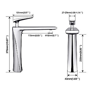 JOMOLA Vessel Sink Faucet Bathroom Single Handle Lavatory Vanity Sink Faucets One Hole Deck Mount Basin Mixer Tap Brass Chrome Tall