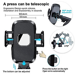 Amiss 3-in-1 Suction Cup Car Phone Mount, Cell Phone Holder for Windshield/Dashboard/Air Vent, Automobile Cradles, Car Interior Accessories, Fit for iPhone 11/12 & Samsung & Android - Black