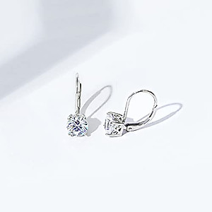 Amazon Essentials Platinum Plated Sterling Silver Lever back Earrings set with Round Infinite Elements Cubic Zirconia (2 cttw) (previously Amazon Collection)