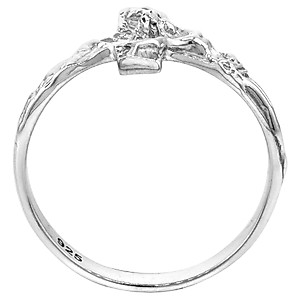 Sterling Silver Crucifix Ring Polished finish 1/2 inch wide size 8