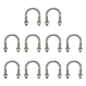 Sscon 10Pcs M6x22mm 304 Stainless Steel U-Bolt Fastener for 22mm Pipe Dia