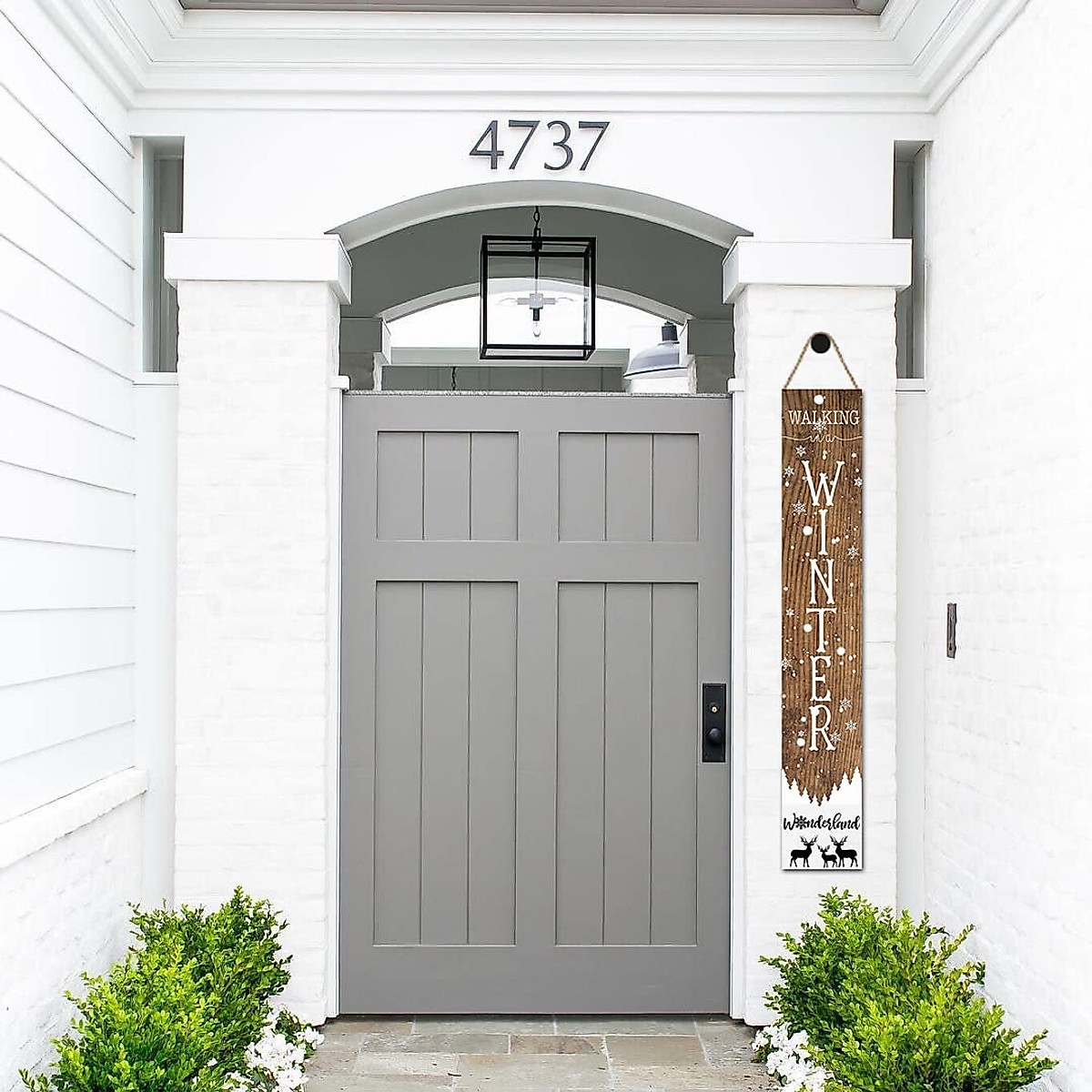 Isaric Winter Decor,Christmas Vertical Porch Sign,8*48Inch Tall Rustic Farmhouse Style Hanging,Walking In A Winter Wonderland Vertical Porch Sign,Front Door, Wall