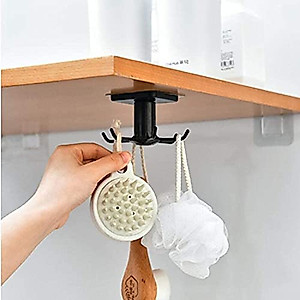 Under Cabinet Utensil Holder,Creative Cabinets Upside Down 6-Claw Position Can Be 360-Degree Rotation Hook Kitchen and Bathroom Ceiling Wall Hanging Hook, Hanging Organizer Rack