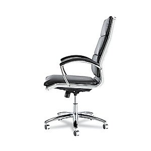 Alera ALENR4119 Neratoli Series High-Back Slim Leather Chair - Black/Chrome
