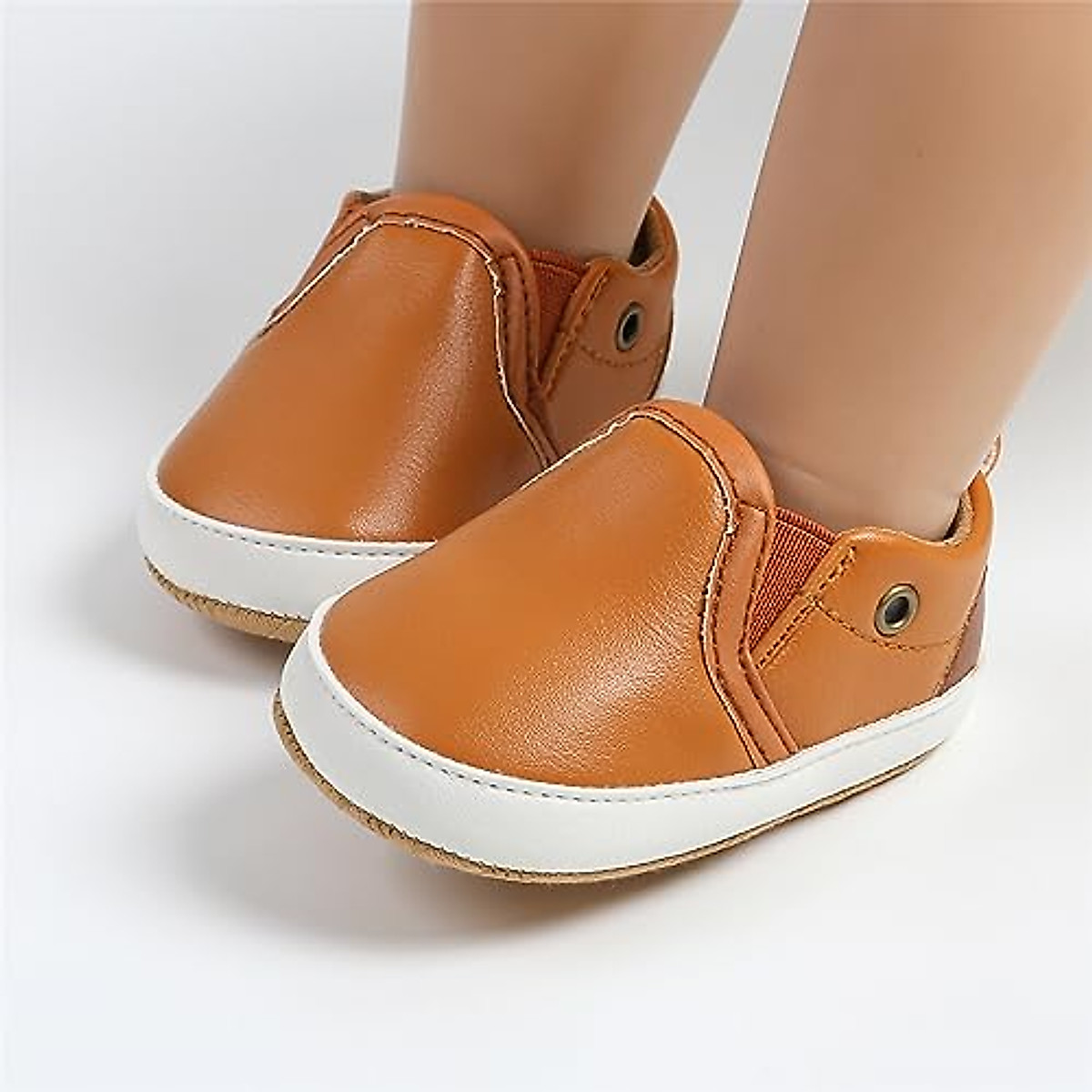 LAFEGEN Baby Boys Girls Classic PU Leather Loafers Soft Sole Oxford Dress Shoes First Walking Flat Moccasins Casual Sneaker(6-12 Months Infant 15 Brown)