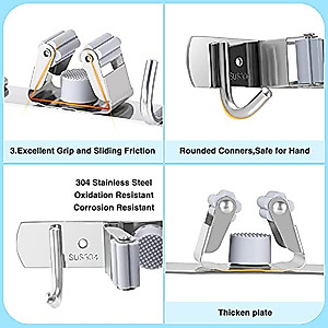 Rose Kuli 2 Pack Mop and Broom Holder, Wall Mounted Organizer Mop and Broom Storage Tool Rack with 6 Ball Slots and 8 Hooks for Garage, Garden, Laundry Room