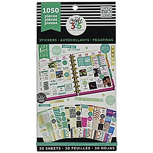 me & my BIG ideas Sticker Value Pack - The Happy Planner Scrapbooking Supplies - The Colorful Life Theme - Multi-Color & Gold Foil - Great for Projects & Albums - 30 Sheets, 1050 Stickers Total