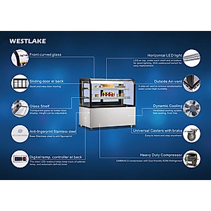 WESTLAKE 36 "W Commercial Refrigerated Bakery Display Case Curved Glass Stainless Steel Refrigerated Bakery Display Case with LED Lighting