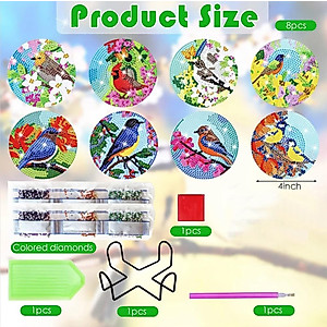 NEGHER 8 PCS Christmas Diamond Painting Coasters, Diamond Art Coasters with Holder, DIY Snowmen Diamond Painting Coasters Kits for Beginners Kids Adults Craft Supplies Home Decoration