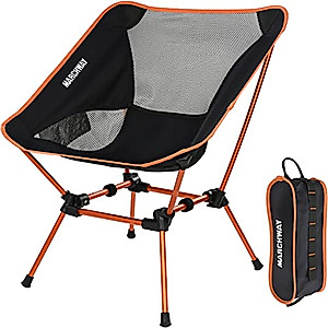 MARCHWAY Ultralight Folding Camping Chair, Heavy Duty Portable Compact for Outdoor Camp, Travel, Beach, Picnic, Festival, Hiking, Lightweight Backpacking (Orange)