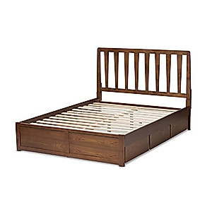 Baxton Studio Garonne Storage Platform Bed, Queen, Walnut Brown