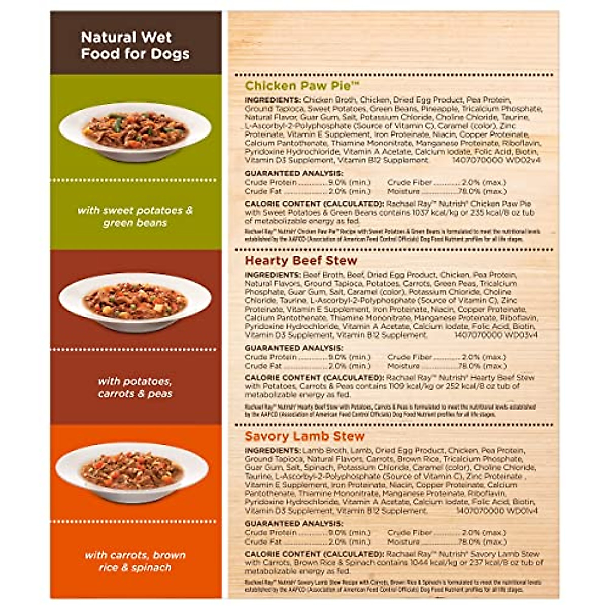 Rachael Ray Nutrish Premium Natural Wet Dog Food, Savory Favorites Variety Pack, 8 Ounce Tub (Pack of 6)