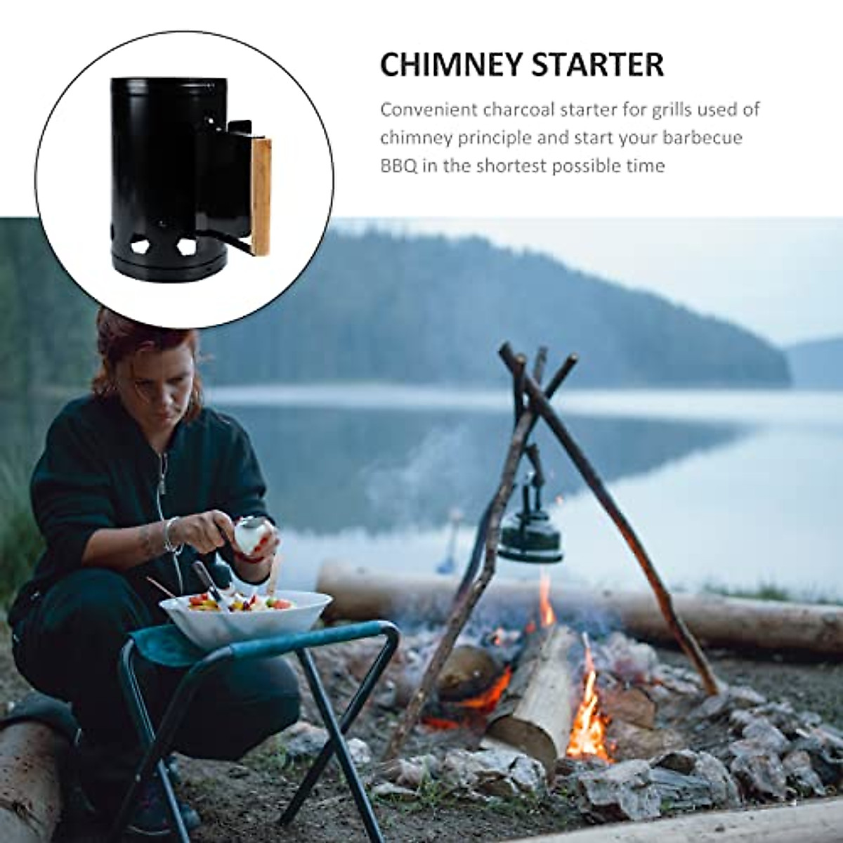 DOITOOL 2pcs Kindling Grill Bucket Fireplace Cubes Chimney Can Trigger Barbecue Black and Outdoor Barrel for Igniting Burner Fast Briquettes Lighter Picnic Lump Cooking Hardwood Camping