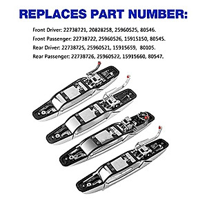 LCWRGS 4pcs Exterior Chrome Door Handle Front Rear Driver & Passenger Side Replacement for 2007-2013 Cadillac Escalade Chevy Silverado Avalanche Tahoe GMC Sierra Yukon