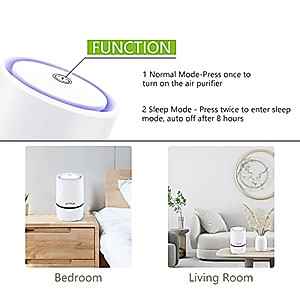 JINPUS Air Purifier Small Portable Air Cleaner for Bedroom with HEPA Filter, Upgraded Low Noise Home Air Purifiers GL-2103 (Powered by 4.9ft USB Cable, No Adapter)