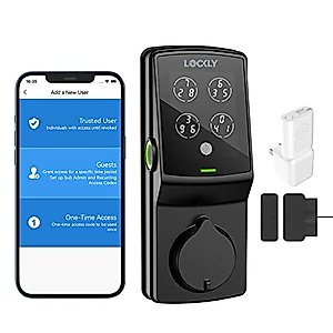 Lockly Secure Pro, Wi-Fi Smart Lock, PIN Genie® Keypad, 3D Biometric Fingerprint Sensor, Auto Lock Deadbolt (Matte Black, a Special Edition for Special Door Frame and Thick Fingers)
